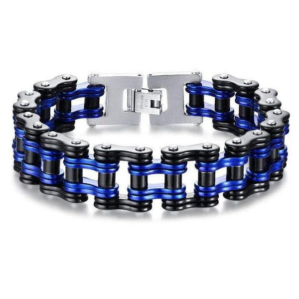 Thin Blue Line Bike Chain Bracelet | Chain Jewelry - Chaîne Bijoux